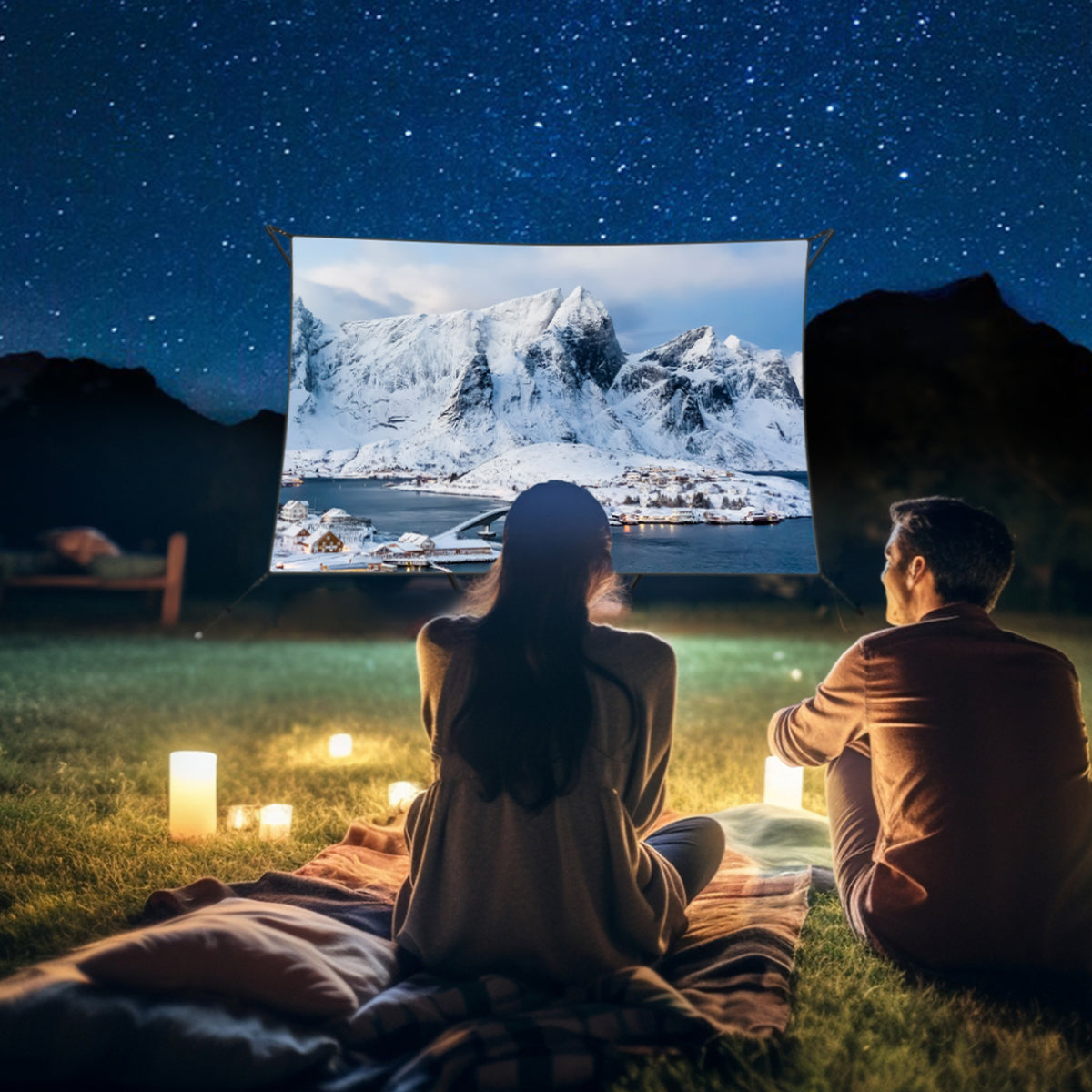Xming Portable Outdoor Foldable 100-inch Screen Perfect for Outdoor Mo ...
